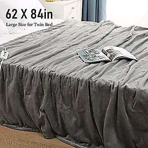 Electric Heated Blanket Throw Twin Size 62"x84", Soft Flannel Heating Blanket ETL Certification Fast Heating with 6 Heating Levels & 9 Hours Auto-Off, Heated Throw Blanket for Home Office Bed Sofa
