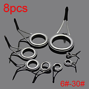 8 Pcs 8 Size Stainless Steel O Ring Fishing Tackle Replacement, Ceramic Rod Guide Ring, Guide Eyelet Repair Kit Fishing Rod Repair Kit Fishing