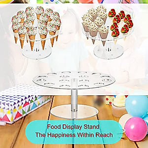 KETAWA Ice Cream Cone Holder, Clear 16 Holes Food Stand,Acrylic Waffle Cone Display Stand,Hand Roll Sushi Popcorn stand Rack for Kids Party Birthday Wedding Decoration