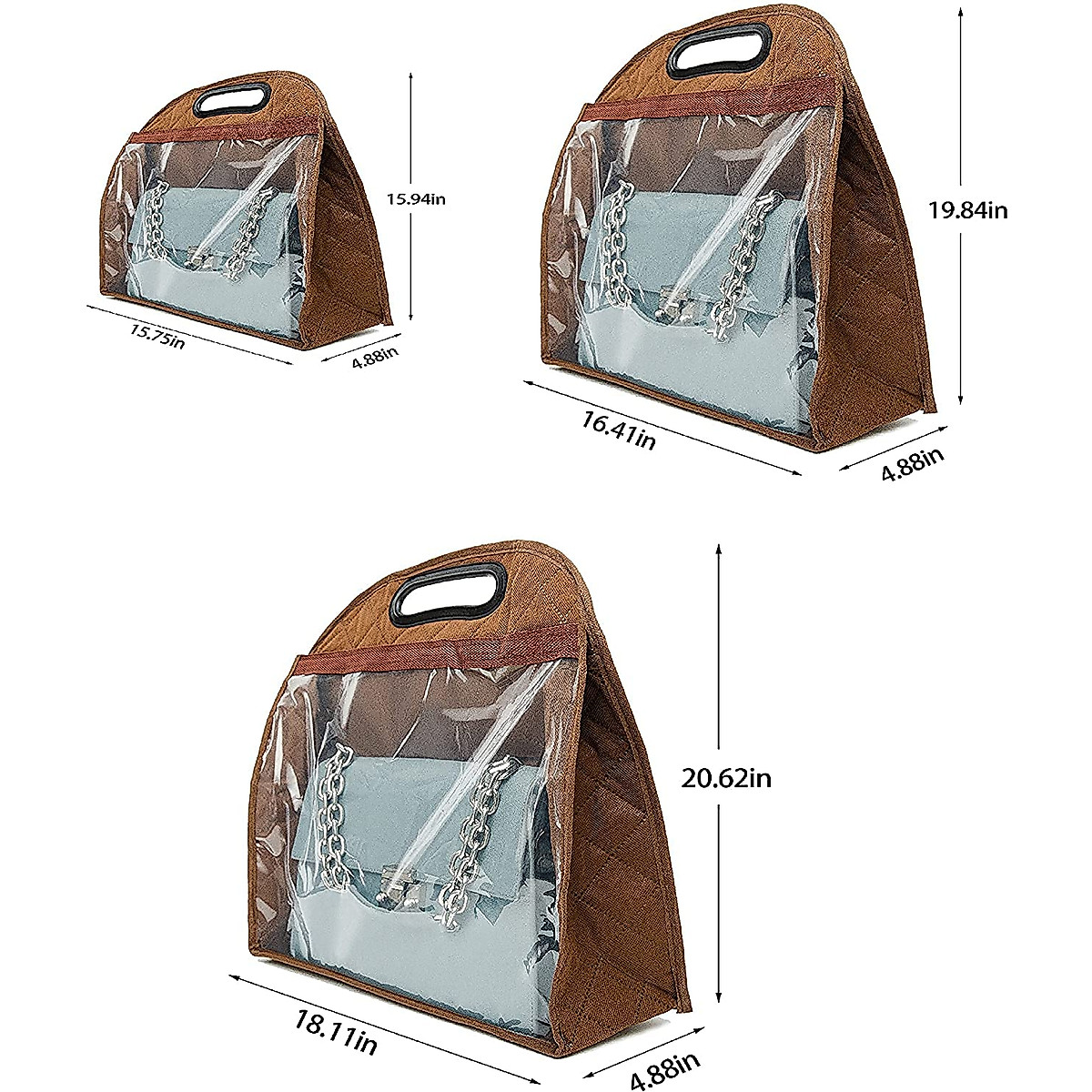 TcJ-Chen 3 Sizes Handbags Storage Dust Cover Bag Storage Hanging Closet Organizer Purse (Brown)
