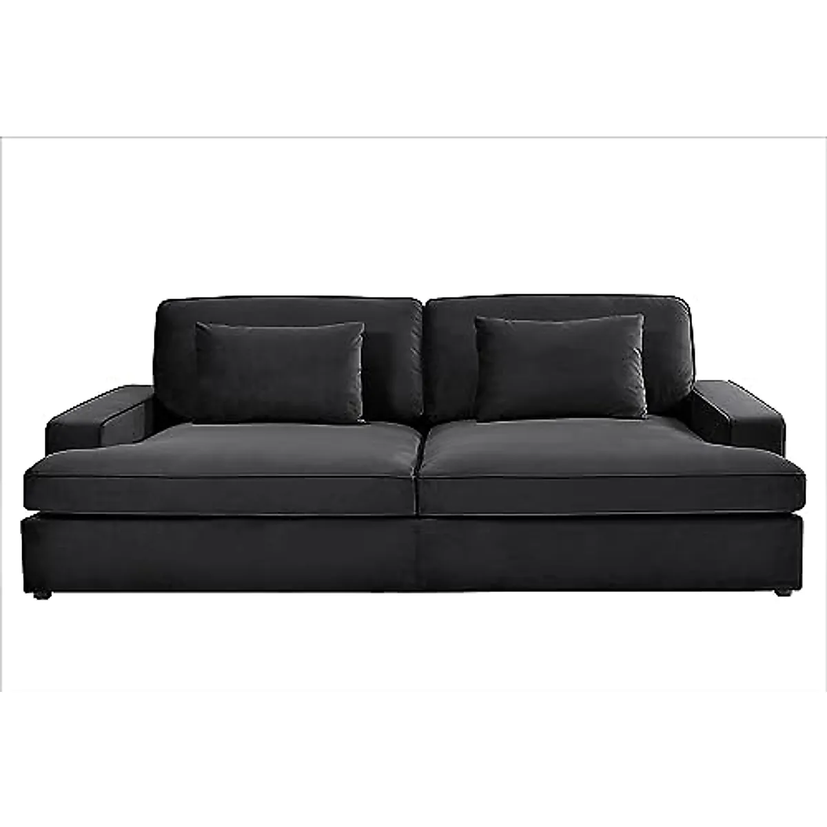 Container Furniture Direct Modern Glam Velvet Sleeper Sofa Bed with Luxurious Design, Elegant Centerpiece for Stylish Living Rooms and Comfortable Lounging with 2 Accent Pillows, Black