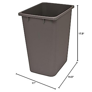 36 Qt. Replacement Waste Bin for Cabinet Recycling Pull Out Trash Organizer (Grey-Metallic Silver)