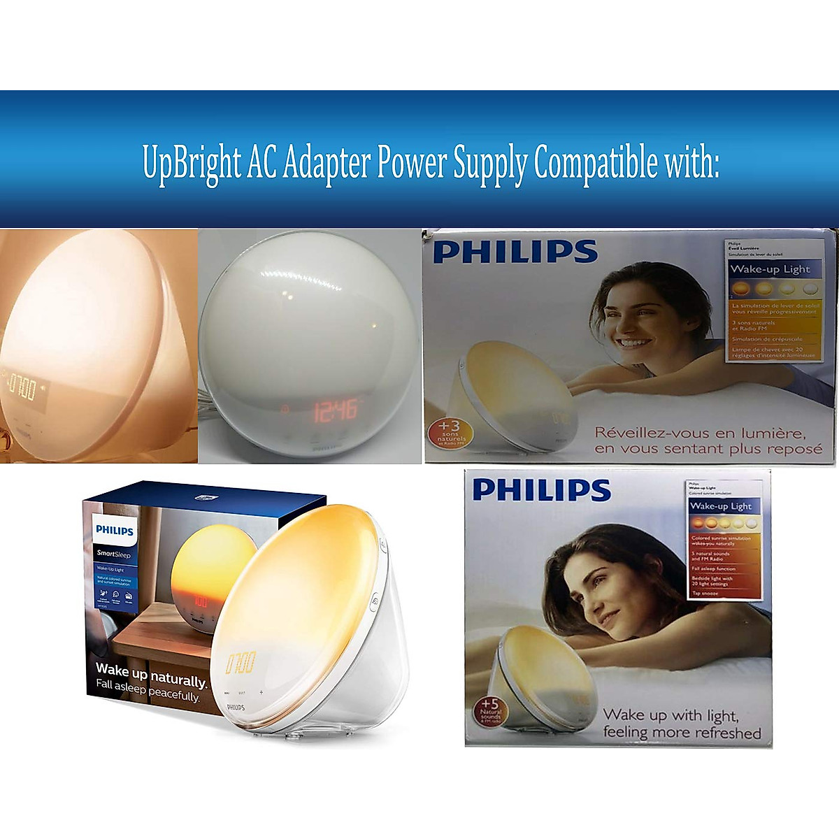 UL Listed 24V AC/DC Adapter Compatible with Philips SmartSleep Wake-up Light HF3520 60 HF3521 HF3510 HF3531 HF3550 Somneo HF3650 HF3651 HF3670 12W S018QC2400050 HF20 18W HF3419 HF24 24W Power Charger
