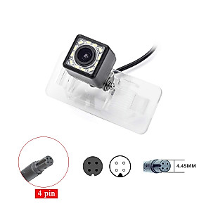 eHANGO Car Rear View Camera with 4 Pin to RCA Cable Bracket License Plate Lights Housing Mount for BMW 3 E90 E91 E92 M3 X5 SUV X5M X6 Sedan Wagon (12 LED Angle)