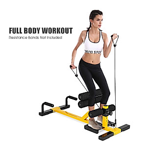 GYMAX Sissy Squat Machine, 3-in-1 Deep Sissy Squat Machine with Strap Circles & Adjustable Height, Perfect for Push-up, Sissy Squat & Abs Training, Workout Equipment for Home, Gym (Yellow)