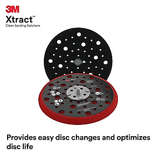 3M Xtract Hookit Hook and Loop Sanding Disc Backup Pad, 89409, 6 in, Max 12,000 RPM OPM, Hard, 49 Holes, Low Profile Finishing Disc Pad, 5/16-24 EXT