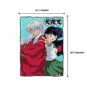 JUST FUNKY Inuyasha Fleece Throw Blanket | 45” x 60” Inches | Featuring Half Dog Demon and Half Human Inuyashaand Kagome | Bed Couch Decor | Officially Licensed