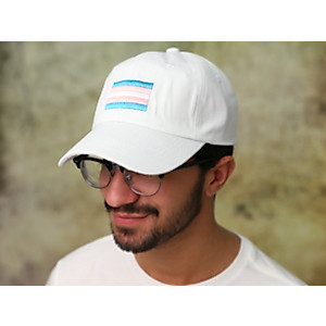 Fundraising For A Cause | Transgender Awareness Hat in White w/Rectangle Pride Flag (1 Hat - RETAIL)