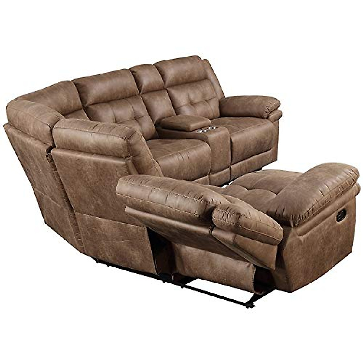 BOWERY HILL Transitional 3-Piece Microfiber Reclining Sectional in Cocoa Brown