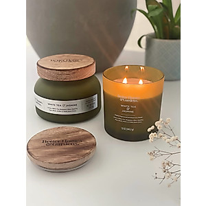 BetterHomes&Gardens Better Homes and Gardens 12oz Scented Candle, White Tea and Jasmine 2-Pack, Olive Green, 12oz (329g) x 2 [excluding glass jar weight] (44220)