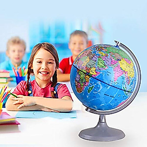 woodlev 8 inch Illuminated Globe, Stand-Educational Geographic Globe, Built in LED Night Light with World Locations and Constellation View