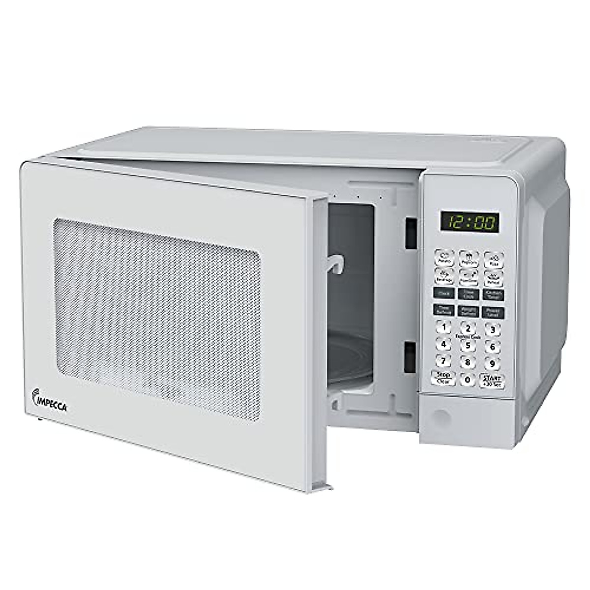 Impecca CM-0772W Countertop Microwave Oven w/ 10 Power Levels, Child Lock, LED Lighting, 700Watt & 0.7 Cu. Ft., Convenient Cooking Controls and Touch Pad Panel, White Color