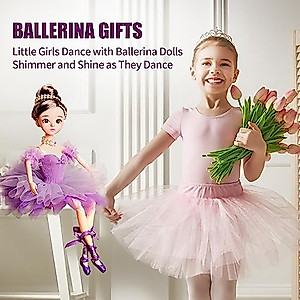 BAMOONBI Purple Ballerina Doll Toys 11.5-12 Inch with Ballet Outfit, Tutu, Ballet Shoes Blind Box 6.5 Inch Random Style Doll,Ballerina Gifts Dance Recital Gifts for Girls.
