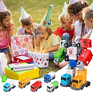 LOGOPLAY Trans-Former Robot Construction Vehicle Toy, 5 in 1 Toy Construction Vehicle Transformador Robot Toy, Trans Former Toy for Kids, Birthday Gift for 5 6 7 8 9 10 Years Old Boys and Girls