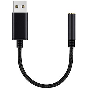 USB to 3.5 mm Jack Audio Headset Adapter Cable 0.6 Feet,External Stereo Sound Card Supported USB to TRRS 4-Pole aux Port Headphones, Plug connectors Compatible with Laptop,PC, Mac, PS4 etc (Black)
