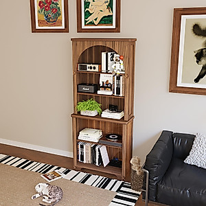 Janmer Home 71" Tall Narrow Bookshelf, Modern 5-Tier Arched Bookshelf, Arched Narrow Bookcase with Open Display Storage Shelf for Office, Living Room (Walnut, 71inch 1pcs)