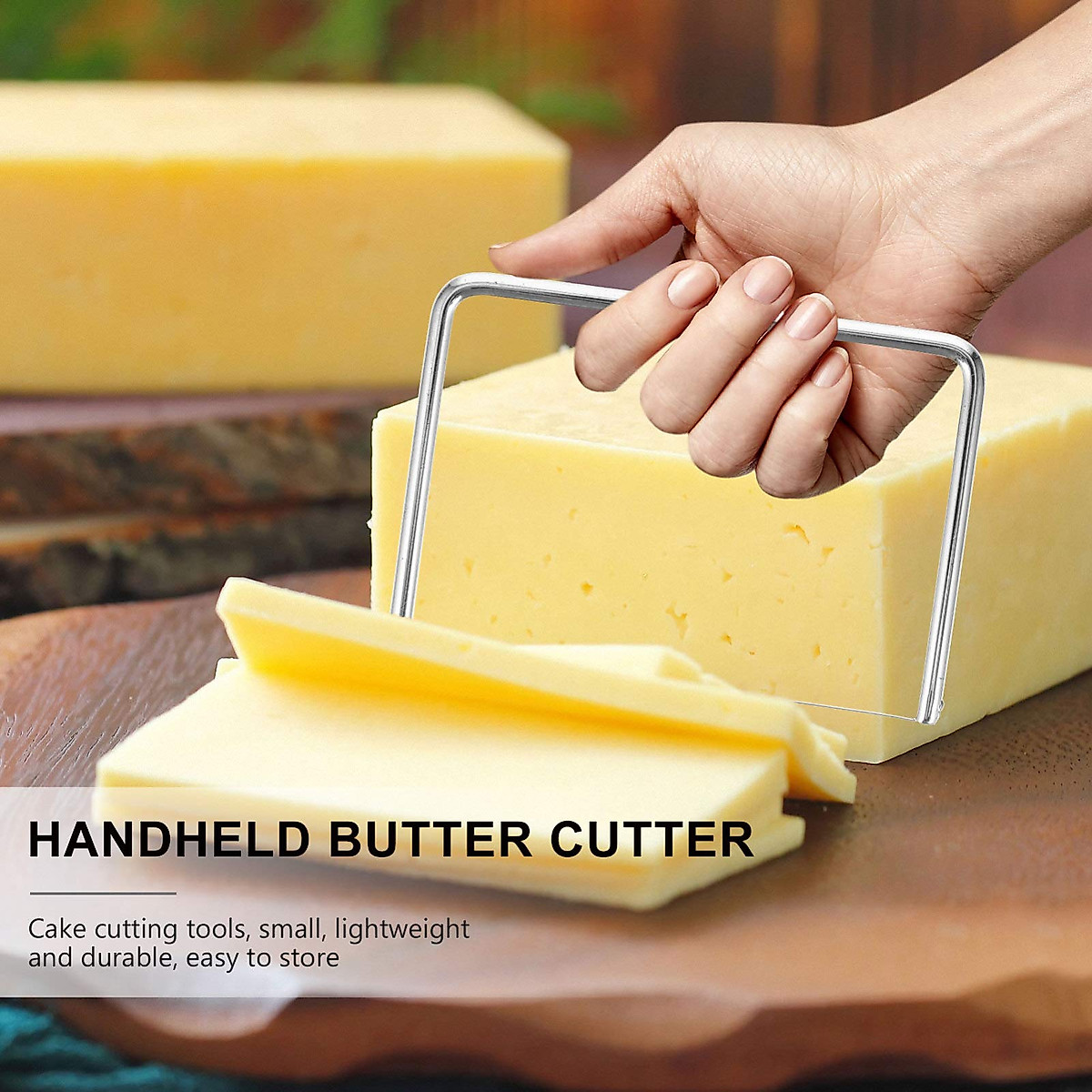BESTonZON Cooking Cutter Wire Leveler Handheld Egg Butter Slicers for and Pastry Lyre Cutting Gadgets Slicer Home Multifunctional Supplies Tools Soft Cake Cheese Kitchen Spatula Dessert