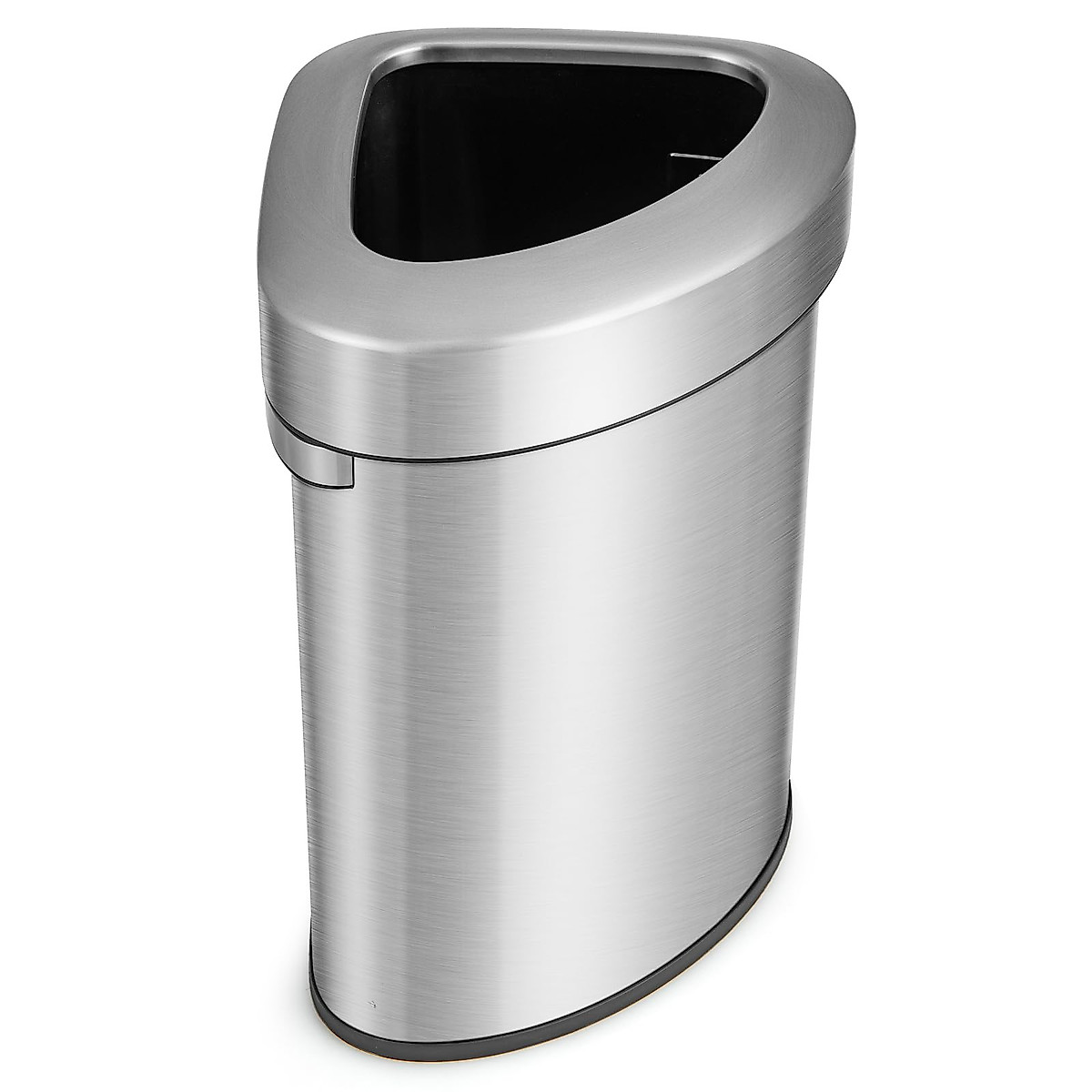 S AFSTAR Corner Trash Can 16 Gallon/60 L, Kitchen Garbage Can, Large Open Top Touchless Rubbish Can, Anti-Slip Bottom, Triangular Waste Bin, Stainless Steel Trash Bin for Bathroom Kitchen Bedroom