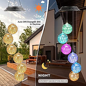 Yard Decor Lights, Solar Wind Chimes, Hanging Solar Lights Ball Wind Chimes,2023 Gifts for Women/Mom/Grandma/Wife/Daughter/Sister/Aunt, Birthday Gifts,Gardening Gift for Christmas,Outdoor Decorations