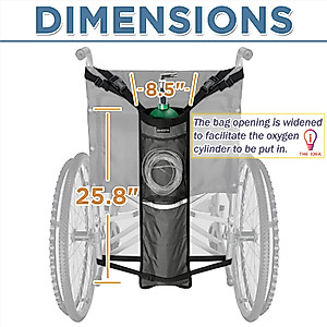 ZHEEYI Oxygen Cylinder Bag for Wheelchairs with Buckles, Fits Any Wheelchair, Gray (Fits Most Oxygen cylinders)