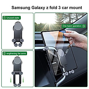 Xuenair Amazing Z Fold Car Mount Universal Z Fold 4 Car Mount Aluminum,Vent Samsung Z Fold 3 Car Mount for Galaxy Z Fold 4 3 2[Without CASE] S21 S20 iPhone 13 pro max 4.7-8" Phones-Black