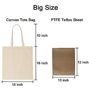 FunisFun 12 Pack Blank Canvas Tote Bags Bulk Shopping Bag for Crafts with 1 Piece of PTFE Teflon Sheet DIY Reusable Grocery Bag, 15 X 16 Inch