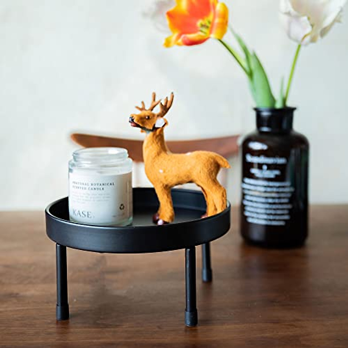 Defined Deco Black Metal Pedestal Stand,Set of 2 Stackable Cake Stand,Food Display Riser,Cupcake Stands Display,Dessert Display Plate Serving Tray for Baby Shower Wedding Birthday Party.