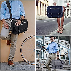 HXLGMD Messenger Bag for Men Women 15.6-17 Inch Laptop Briefcase Water-resistant Computer Shoulder Bag with Water Bottle Pocket, Large Crossbody Satchel Bag Work School Travel, Brown…