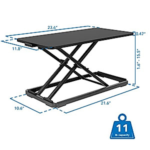 Mount-It! Standing Keyboard Tray, Adjustable Height Keyboard Riser for Desktop, Ergonomic Sit Stand Key Board and Mouse Platform, Ergonomic Lifter for Keyboard and Laptops 23.6 x 11.8 Inch