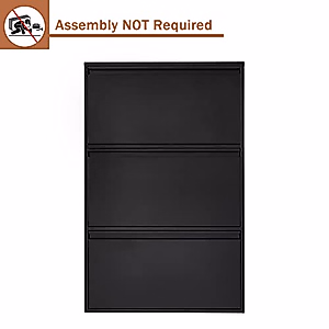 SPACEROCK 3 Drawer Shoe Storage Cabinet Wall Mounted & No-Assembly 25“ Metal Shoe Cabinet for Entryway, Hallway, and Corridor, Holds 12 Pair Shoes, Black
