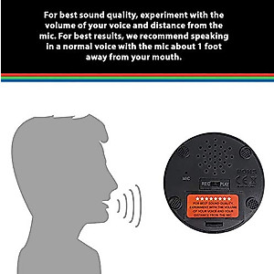 Inventiv 30 Second Custom Recordable Talking Button, Record & Playback Your Own Message, Quality Voice Sound Recorder - 15 Phrase Stickers Included (Red)