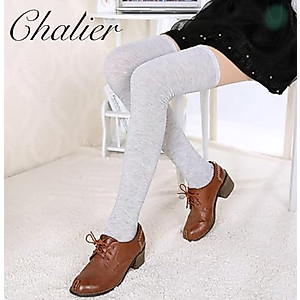 Chalier 3 Pack Womens Long Socks Over Knee Stockings, White,Gray,Black,OS