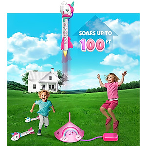 Huge Wave Unicorn Rocket Launcher for Kids, Stomping Launch up Toys, Birthday Gifts for Girls Ages 2 3 4 5 6 7 8 Years Old,Outdoor Toys