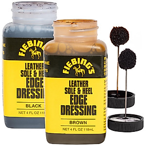 Fiebing's Leather Sole & Heel Edge Dressing, Black/Brown 2-Pack - Color Coats Leather Shoe Edges - 4 oz
