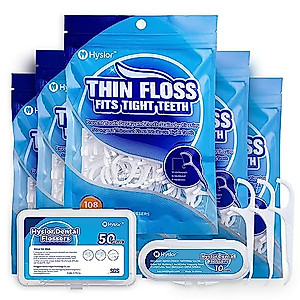 Hyslor Floss, Dental Floss Picks 600 Count, No-Stretch, No-Shred & No-Break Use, Smooth and Thin Floss for Clean Teeth and Gums, 2 Portable Travel Cases