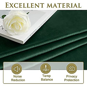 StangH Dark Green Velvet Curtains - Super Soft Blackout Panels Holiday Decor Christmas Backdrop Curtains, Grommet Thermal Insulated Sliding Door Covering, Wide 52 by Long 96 inch, 2 Panels