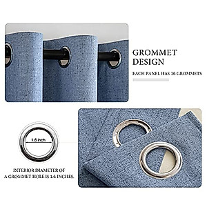 MIULEE 100% Blackout Curtain Linen Textured for Sliding Patio Door/Bedroom/Living Room Thermal Insulated Room Divider Curtain 1 Panel 100" Wide x 96" Long Stone Blue