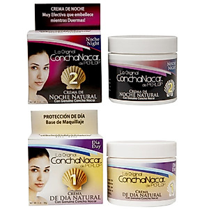 Concha Nacar Face Cream Combo 1-2 - Day Cream 2oz, Night Cream 2oz - Crema De Dia, Crema De Noche - Para Piel Manchas En Cara