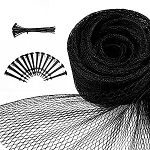 Pond Netting, 7’ x 10’ Pond Netting for Koi Ponds, Durable & Sturdy Pond Net to Catch Leaves & Debris, Drive Herons, Raccoons, Cats & Predators Away, Handy Accessories Included (3/8” Mesh)