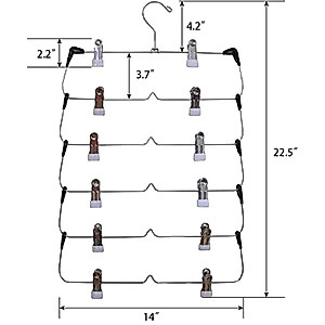 Pant Hangers Space Saving, Homa Jia 4 Pack 6-Tier Skirt Hangers with Clip Multiple Hangers in one Clothes Hangers with Clips Skirts Hangers for Closet Bottom Hangers Metal Pants Hangers with Clips