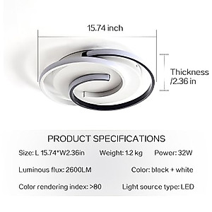 IEANL Smart Modern Ceiling Light,LED Ceiling Lights with Alexa Google Home,Dimmable Flush Mount Chandelier Fixture,Remote Control Ring Ceiling Lamp for Living Room Bedroom Dining Room, TY-1951