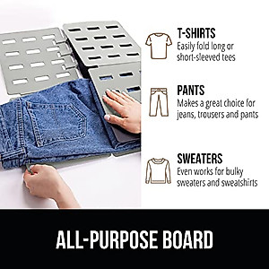 Gorilla Grip Shirt Folding Board, Easy Fast T-Shirt and Clothes Folder, Adult Clothing, Durable Plastic Organizer, Compact for Travel, Laundry Boards, Tshirt Flipfold Tool, Gray
