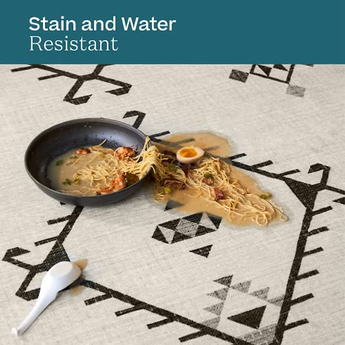 RUGGABLE Hendesi Heriz Washable Rug - Perfect Vintage Area Rug for Living Room Bedroom Kitchen - Pet & Child Friendly - Stain & Water Resistant - Cream 3'x5' (Standard Pad)