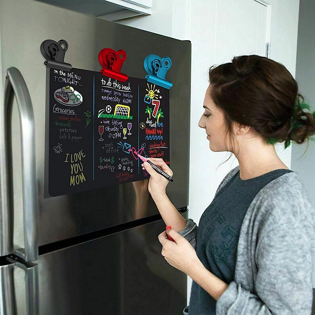 DIYSELF 8 Pack Magnet Clips, Strong Fridge Magnets Clips, Heavy Duty Refrigerator Magnets, Clip Magnets for Classroom, Whiteboard, Office, Photo, Magnetic Clips Locker Decorations for Girls, Kids