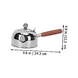 KICHOUSE 1pc Kettle Espresso Mug Turkish Tea Cups Butter Melt Pot Vintage Tea Cups Stovetop Boiling Pot Water Boiling Container Electric Espresso Maker Coffee Heating Water Pot Wood