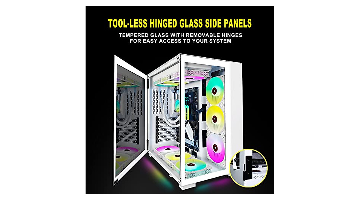 KEDIERS ATX Mid Tower Gaming Case with 9 ARGB Fans