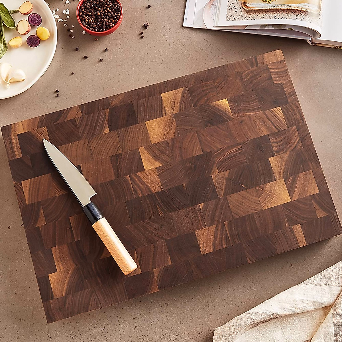 John Boos Walnut Blo WAL-CCB1812-175 Classic Collection Wood End Grain Chopping Block, 18" x 12" x 1.75"
