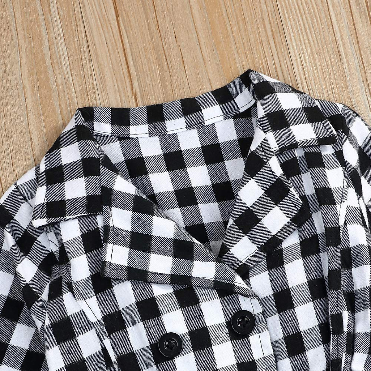 Goodplayer Little Kids Baby Girl Dresses Red Plaid Tutu Skirt Party Princess Formal Outfit Clothes (4-5 Years, White #a)