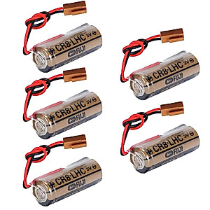 BAOBUTE 5Pcs 2600mAh CR8.LHC 17450 Battery for Fuji Battery Memory Backup Power Source Water Meters Battery with Brown Plug