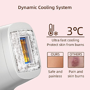 IPL Permanent Laser Hair Removal Device, S.V.G.E.V Painless Epilation for Women & Men, Home Use Hair Remover for Facial Whole Body - 500,000 Flashes, ICE Cooling System, 2 Size Lamp Caps (Pearl White)